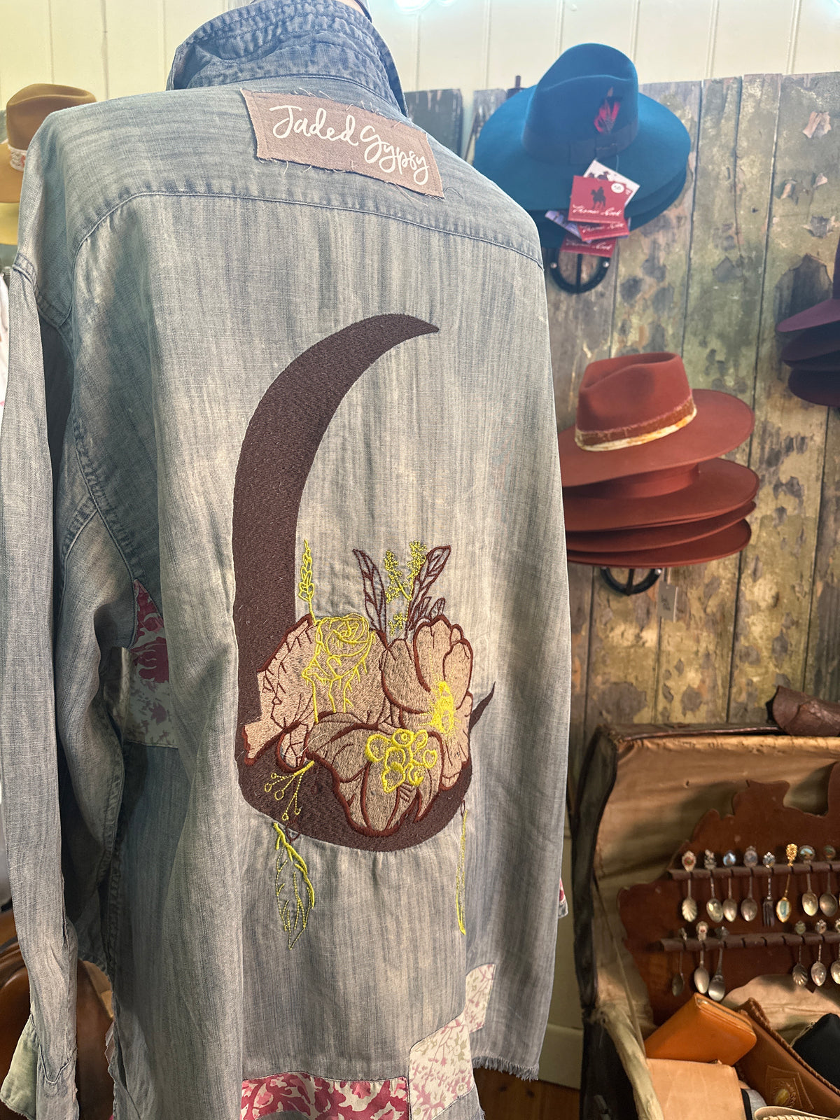 Jaded Gypsy Moon Denim Shirt | Urban Dust Hat Bar & Boutique